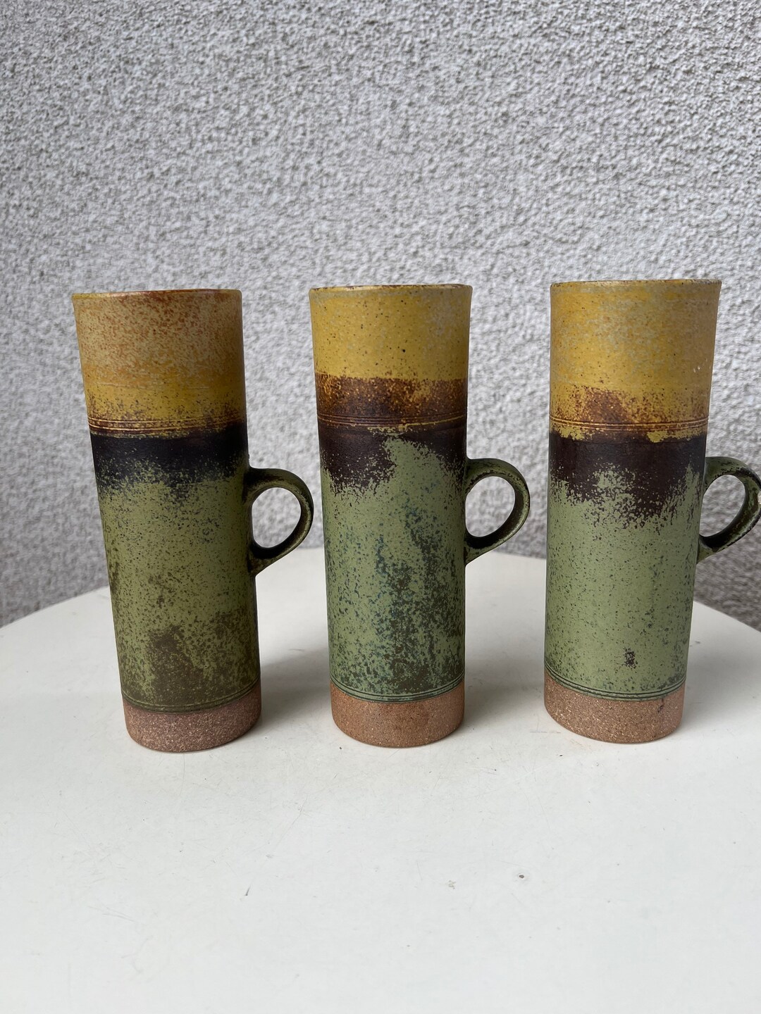Vintage Set 3 Tall Pottery Mugs Robin Welch Pottery (1936-2019) England ...