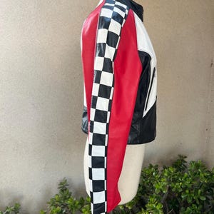 Vintage Leather Jacket Checkers Racing Theme Sz S by Split End Ltd. - Etsy