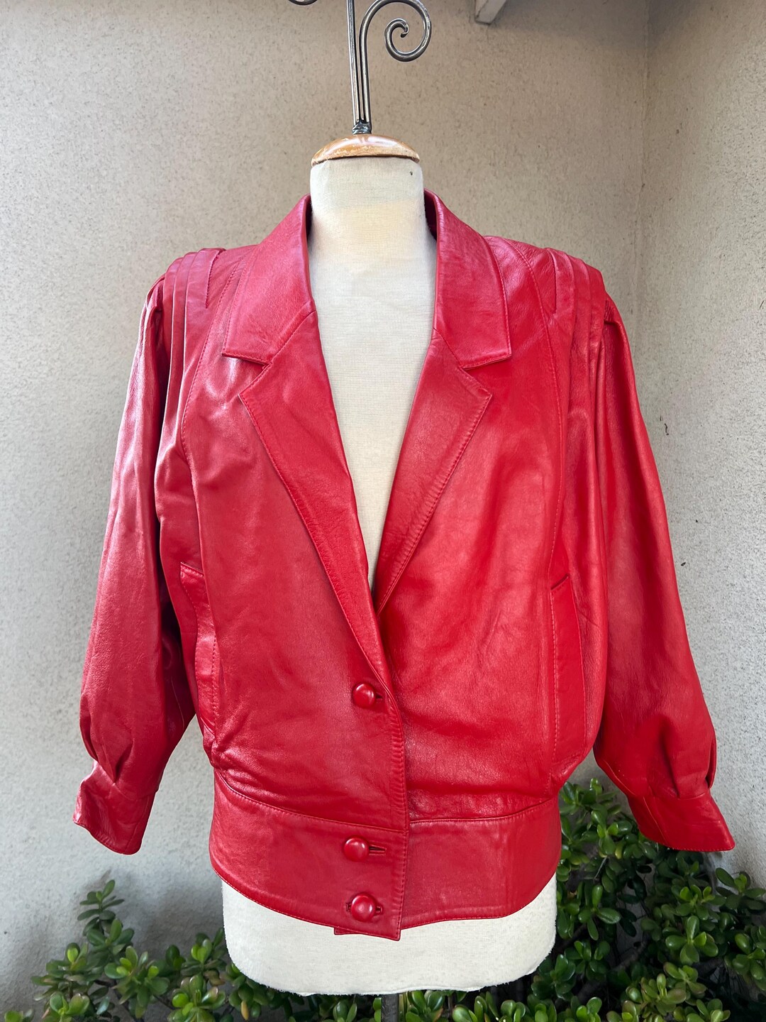 Vintage Hot Red Leather Bomber Jacket Pockets Sz 38 M by Sultan Leather ...