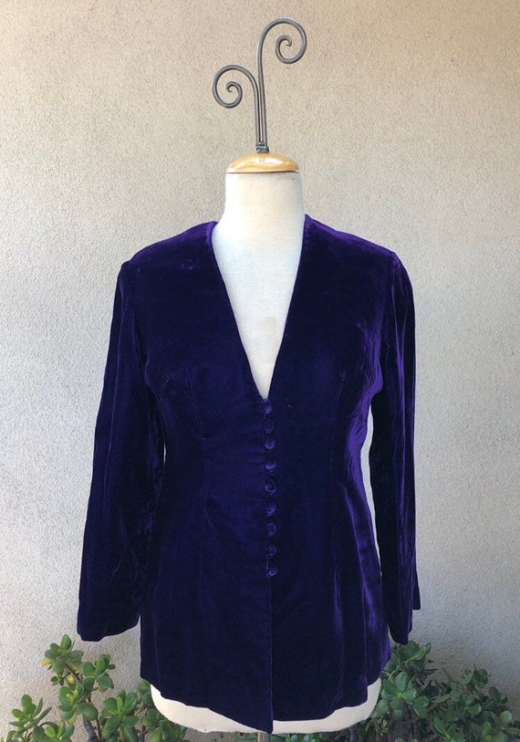 SALE Vintage mod purple velveteen top loop buttons li… - Gem