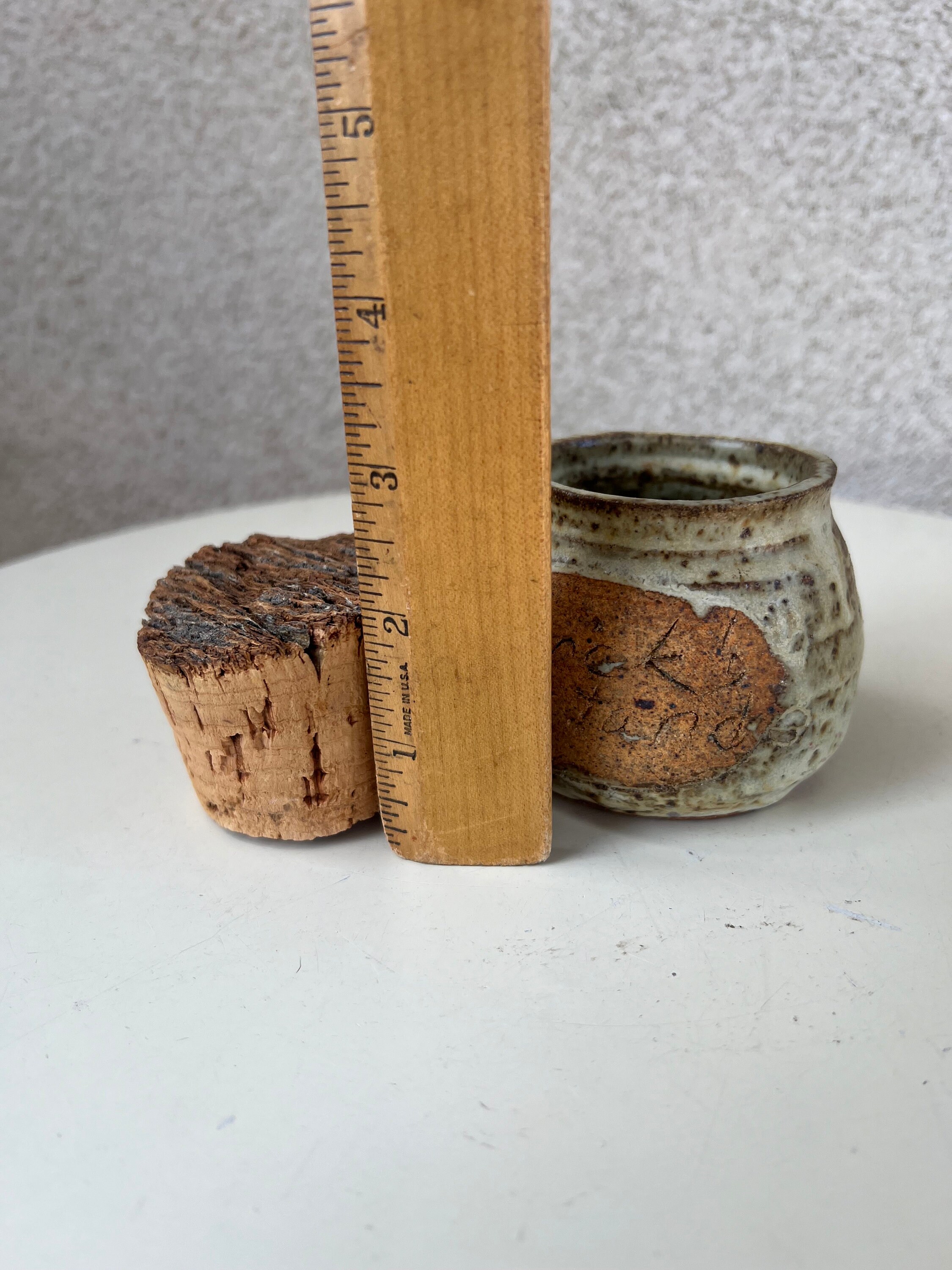 Vintage Petite Jar Studio Art Pottery Engraved Derek Mustard Cork Top ...
