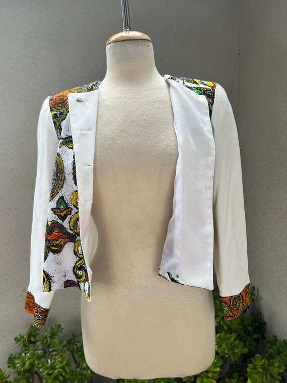 Vintage Glam 80s bolero style jacket white with avant… - Gem