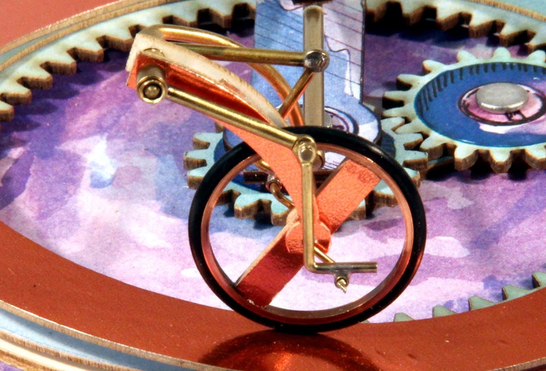 The Yike-a-cycle - Hand-cranked Desktop Automata, Brass, Wood, Paper ...