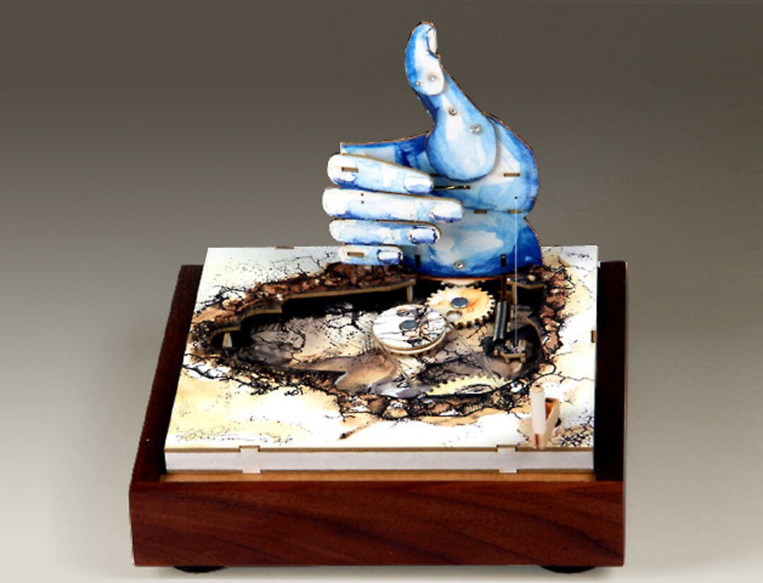Thumbs up Mechanicard - Geared Automata Mechanism, Hand Cranked ...