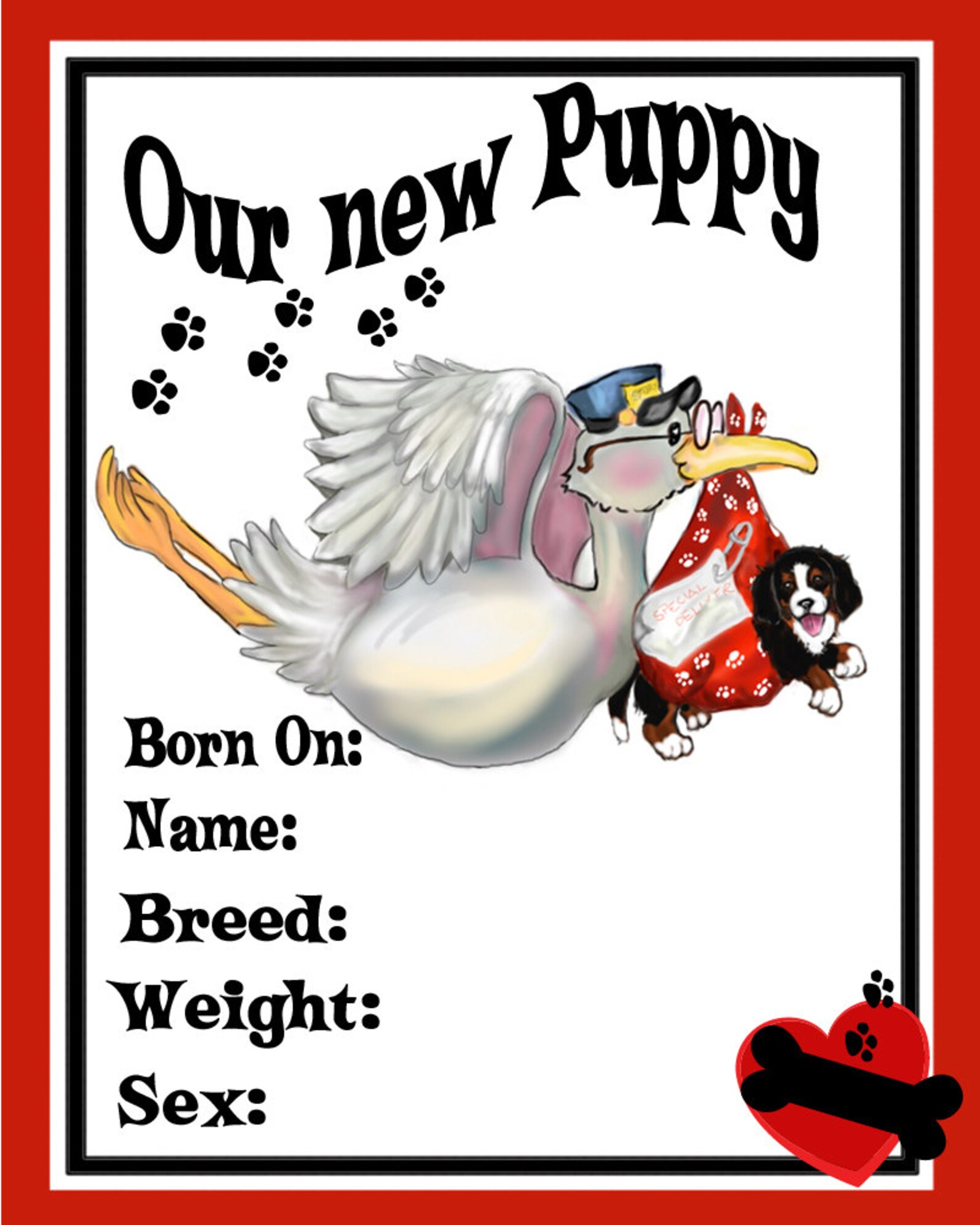 Custom Puppy Birth Announcement - Etsy