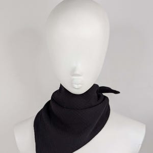 Black Organic Cotton Triangle Scarf: Cottagecore Bandana Head Covering ...