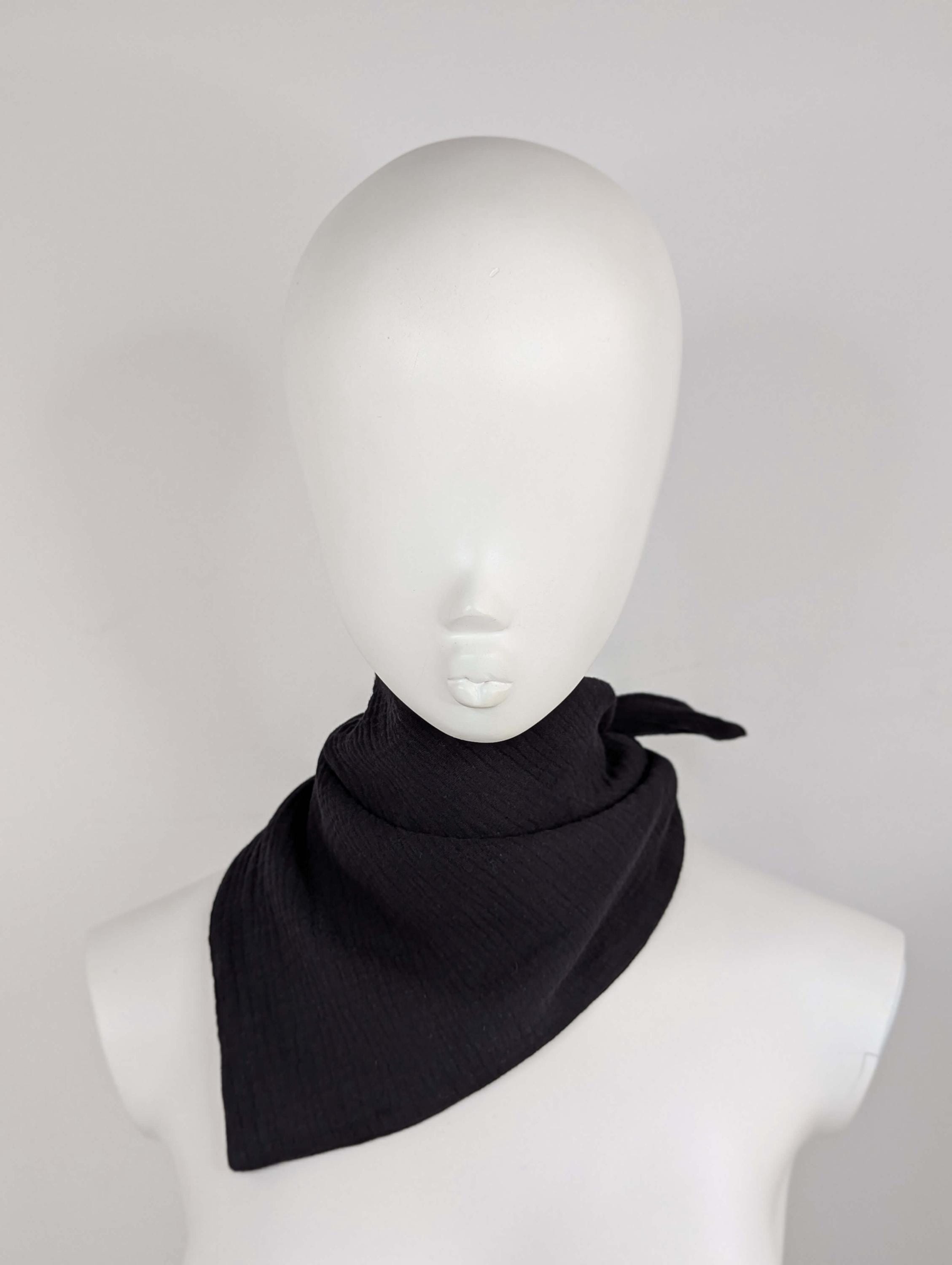 Black Organic Cotton Triangle Scarf: Cottagecore Bandana Head Covering ...