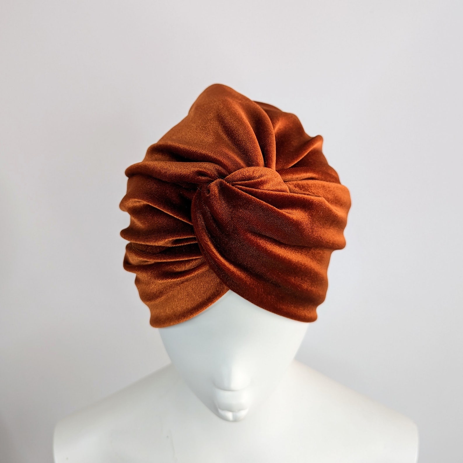 Rust Orange Velvet Turban Hat: Twist Front Luxe Boho Headwrap - Etsy