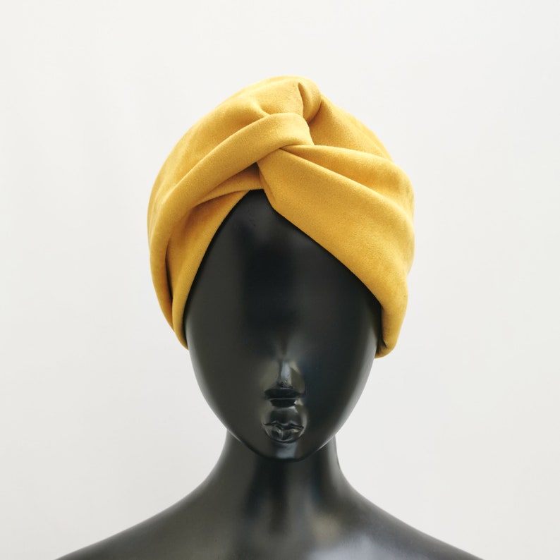 Bright Mustard Yellow Faux Suede Chunky Luxury Turban Twist Knot ...