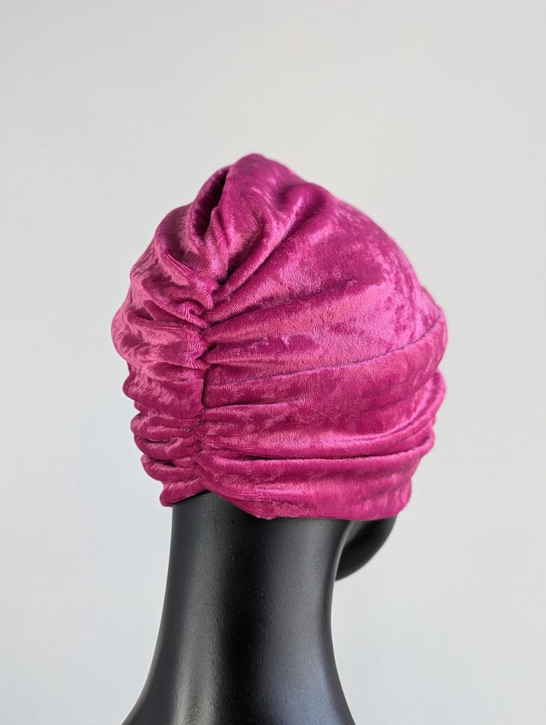 Hot Pink Crushed Velvet Twist Front Turban Hat Winter Vintage Style ...