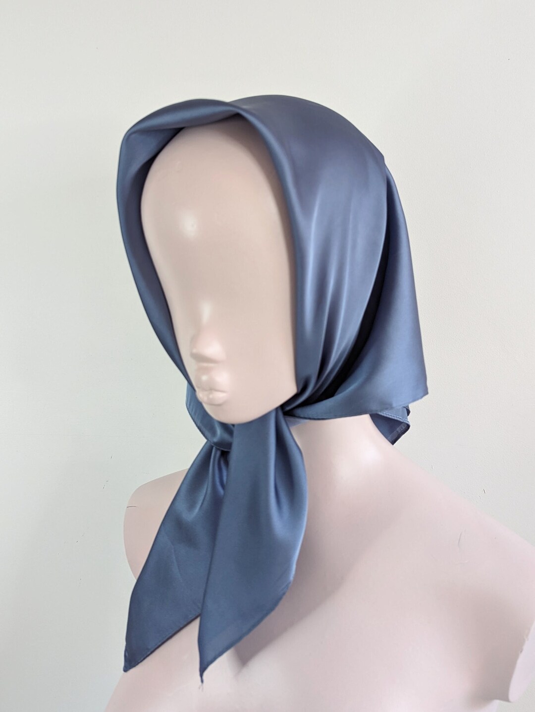 Blue Satin Luxury Head Scarf Vintage Style Bandana Hair Wrap - Etsy