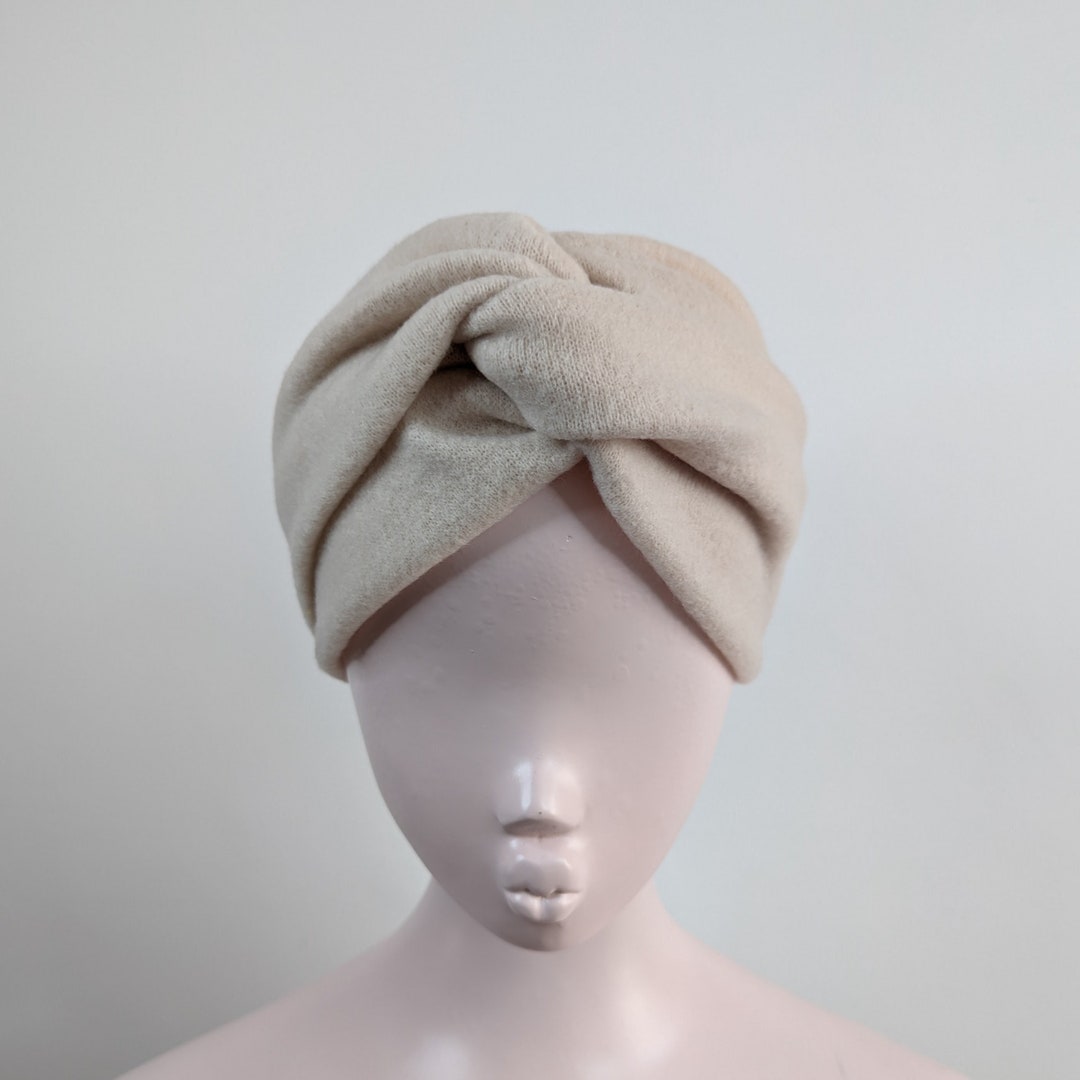 Cream Wide Warm Cozy Brushed Wool Turban Twist Front Headband - Etsy