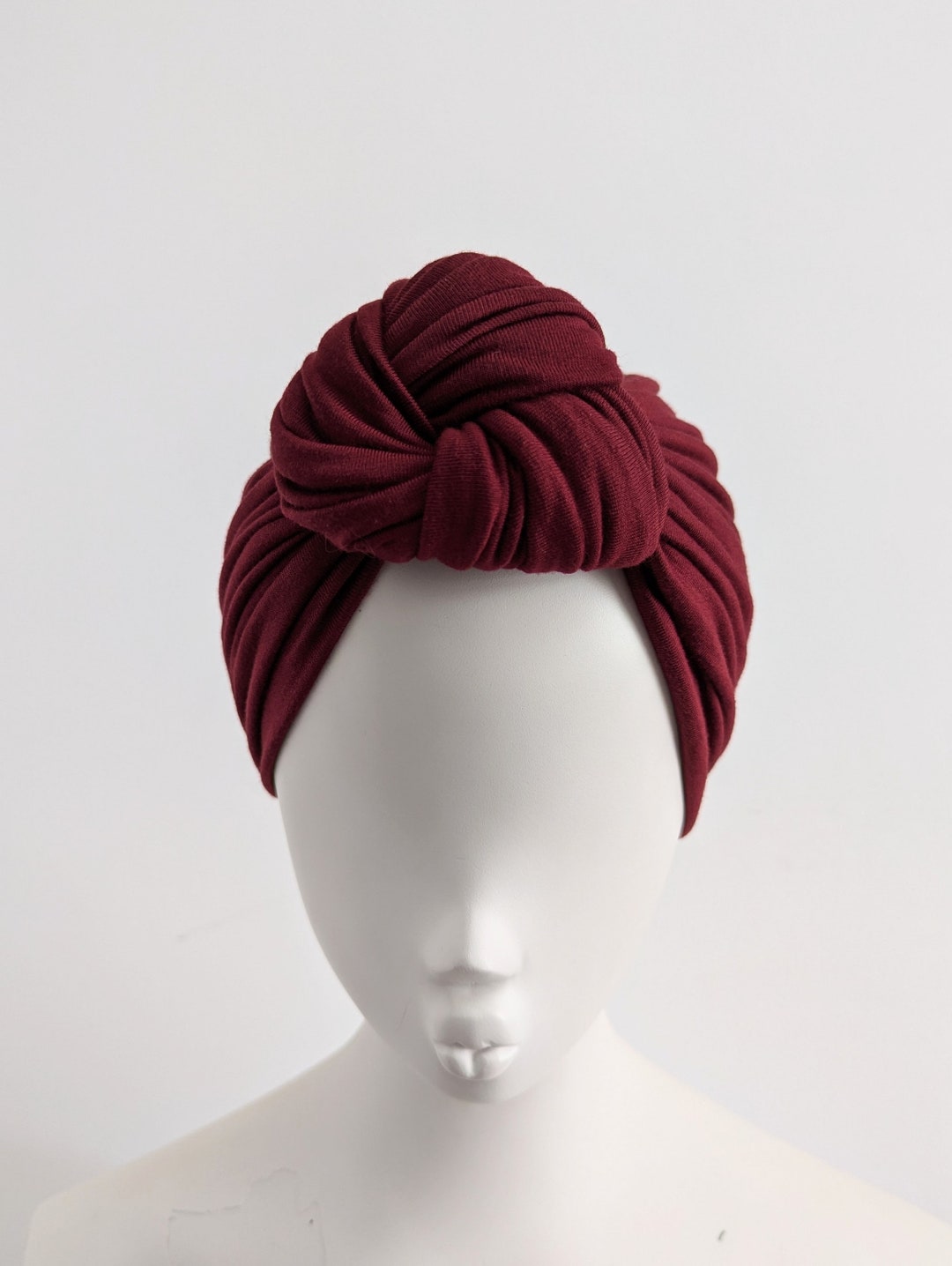 Deep Red Wine Statement Top Knot Turban Hat Stretch Jersey - Etsy