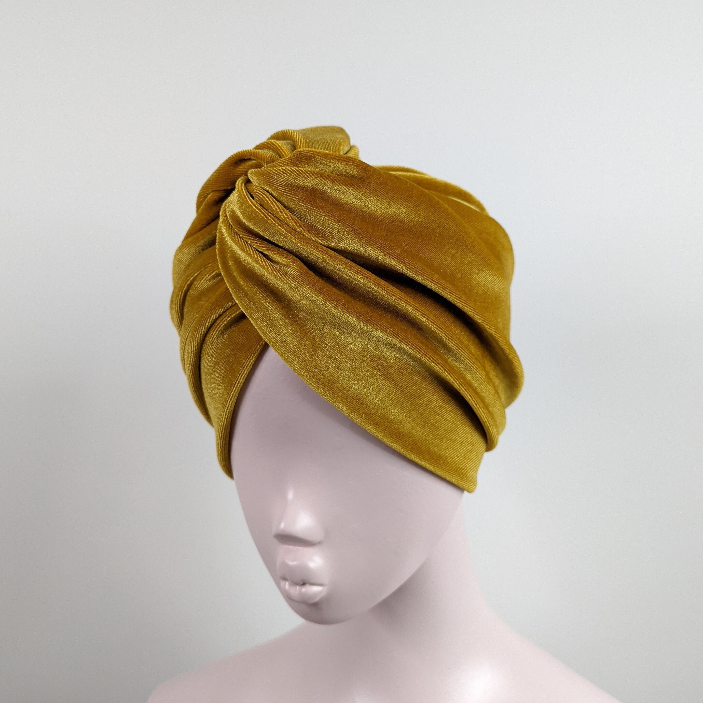 Mustard Yellow Luxury Velvet Twist Front Turban Hat - Etsy