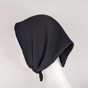 Black Organic Cotton Triangle Scarf: Cottagecore Bandana Head Covering ...