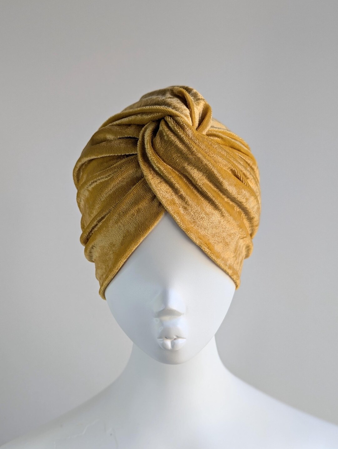 Yellow Crushed Velvet Turban Hat – Chemo Headwear - Hat for Hair Loss ...