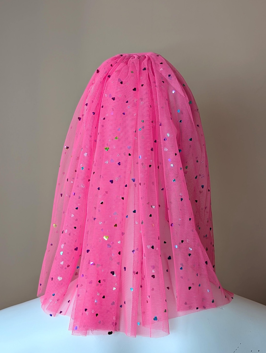 Bachelorette Veil: Neon Pink Sequin Heart Wedding Veil With Comb ...