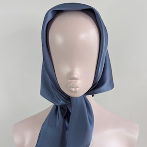 Blue Satin Luxury Head Scarf Vintage Style Bandana Hair Wrap - Etsy