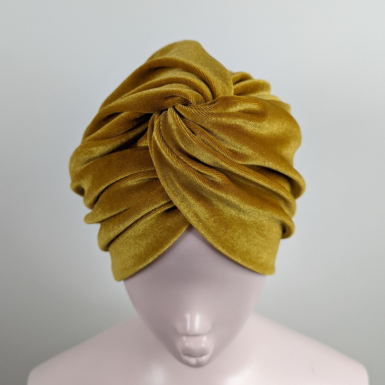 Mustard Yellow Luxury Velvet Twist Front Turban Hat | Etsy