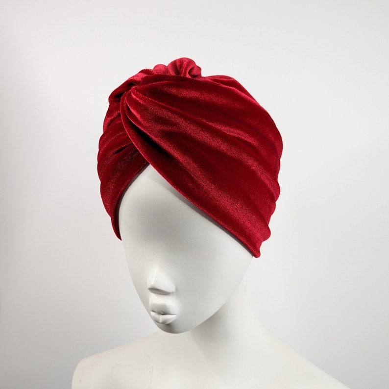 Christmas Red Velvet Turban: Vintage Twist Front Hat, Chemo Headwear - Etsy