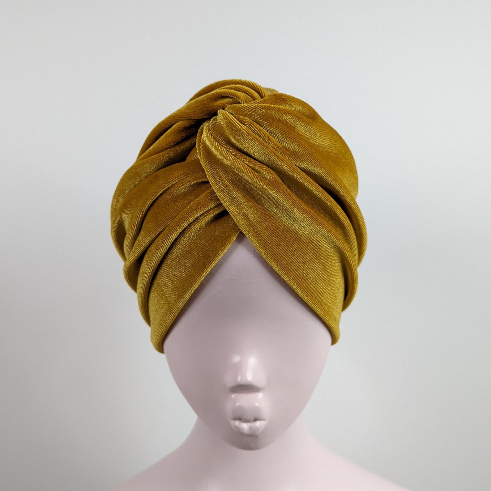 Mustard Yellow Luxury Velvet Twist Front Turban Hat - Etsy
