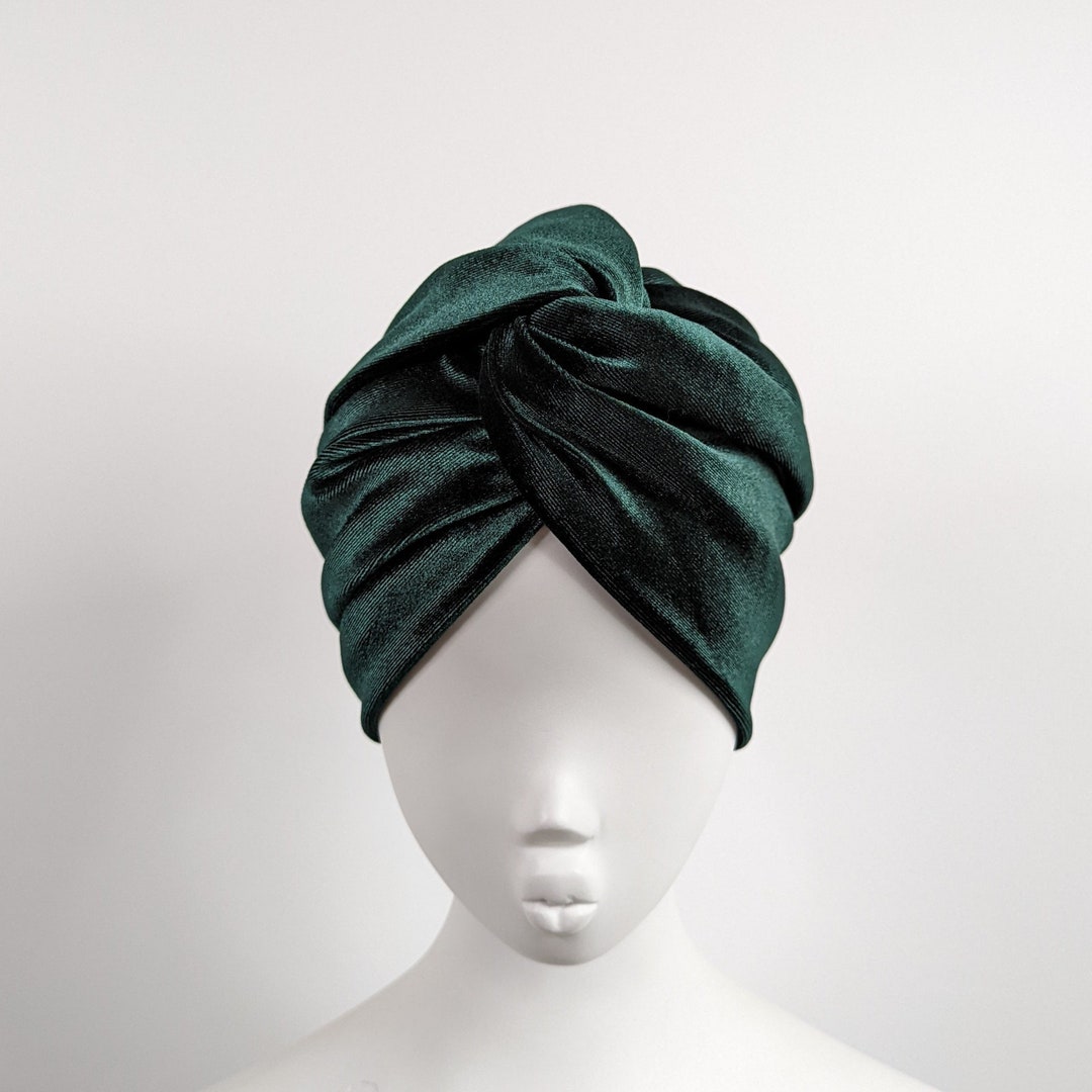 Green Luxury Velvet Twist Front Turban Hat - Etsy