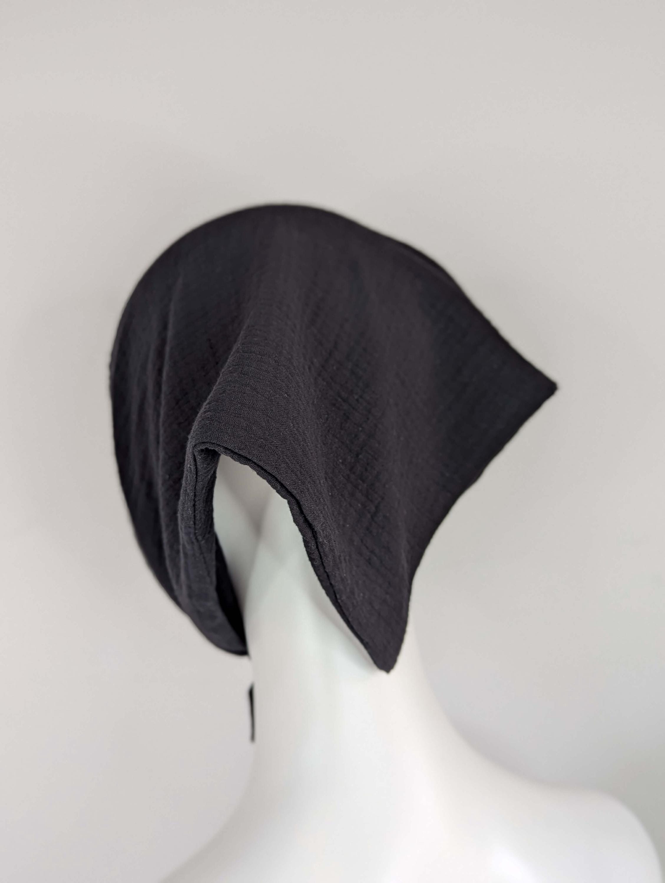 Black Organic Cotton Triangle Scarf: Cottagecore Bandana Head Covering ...