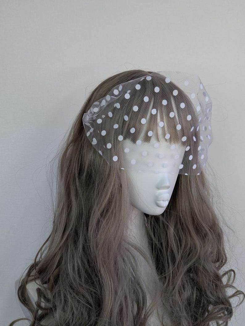 Large Polka Dot Face Veil: Vintage White Bridal Birdcage Veil – Retro ...