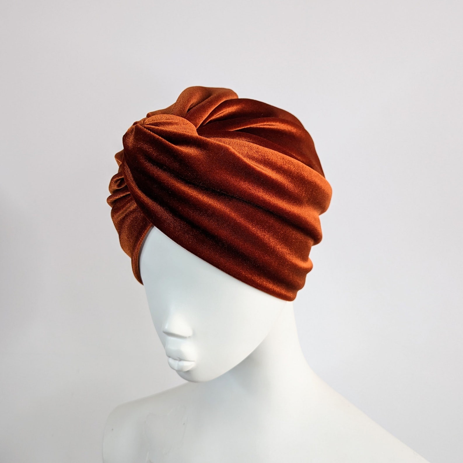 Rust Orange Velvet Turban Hat: Twist Front Luxe Boho Headwrap - Etsy