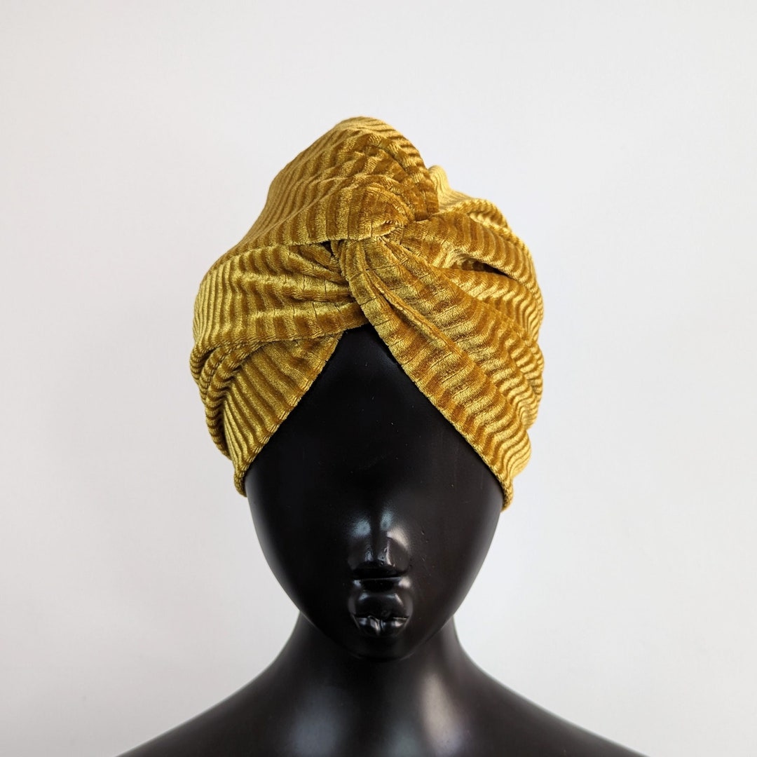 Mustard Yellow Luxury Ribbed Velvet Twist Front Turban Hat - Etsy