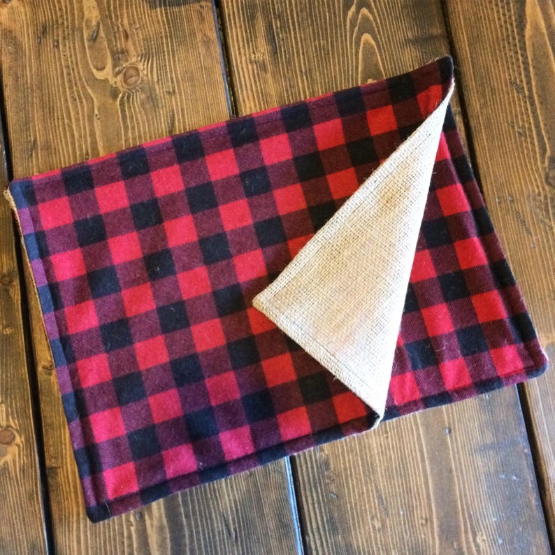 Buffalo Plaid & Burlap Placemats Red and Black Check Lined - Etsy Canada