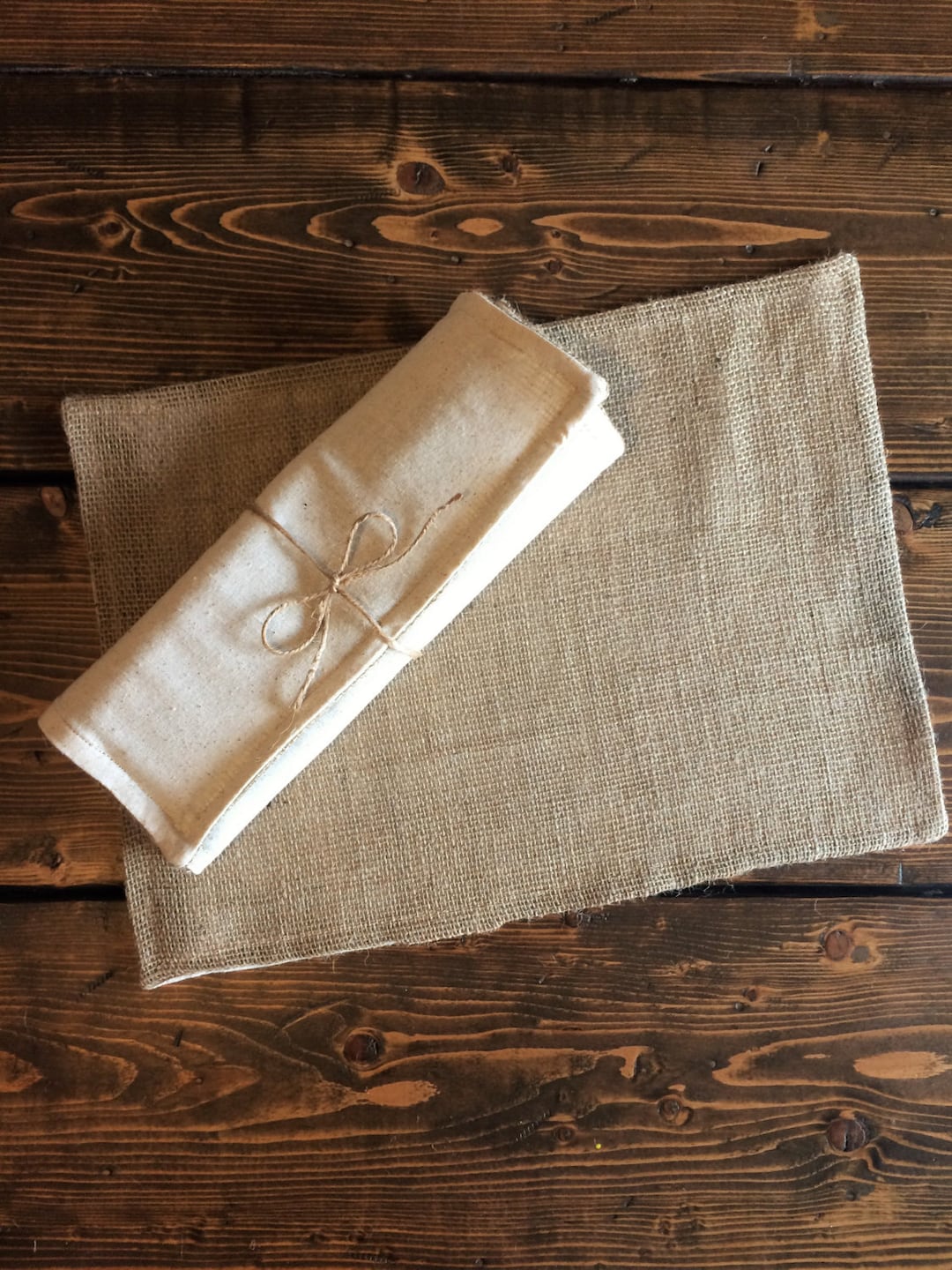 Set of 6-burlap Placemats With Natural Cotton Fabric Lining- Double ...