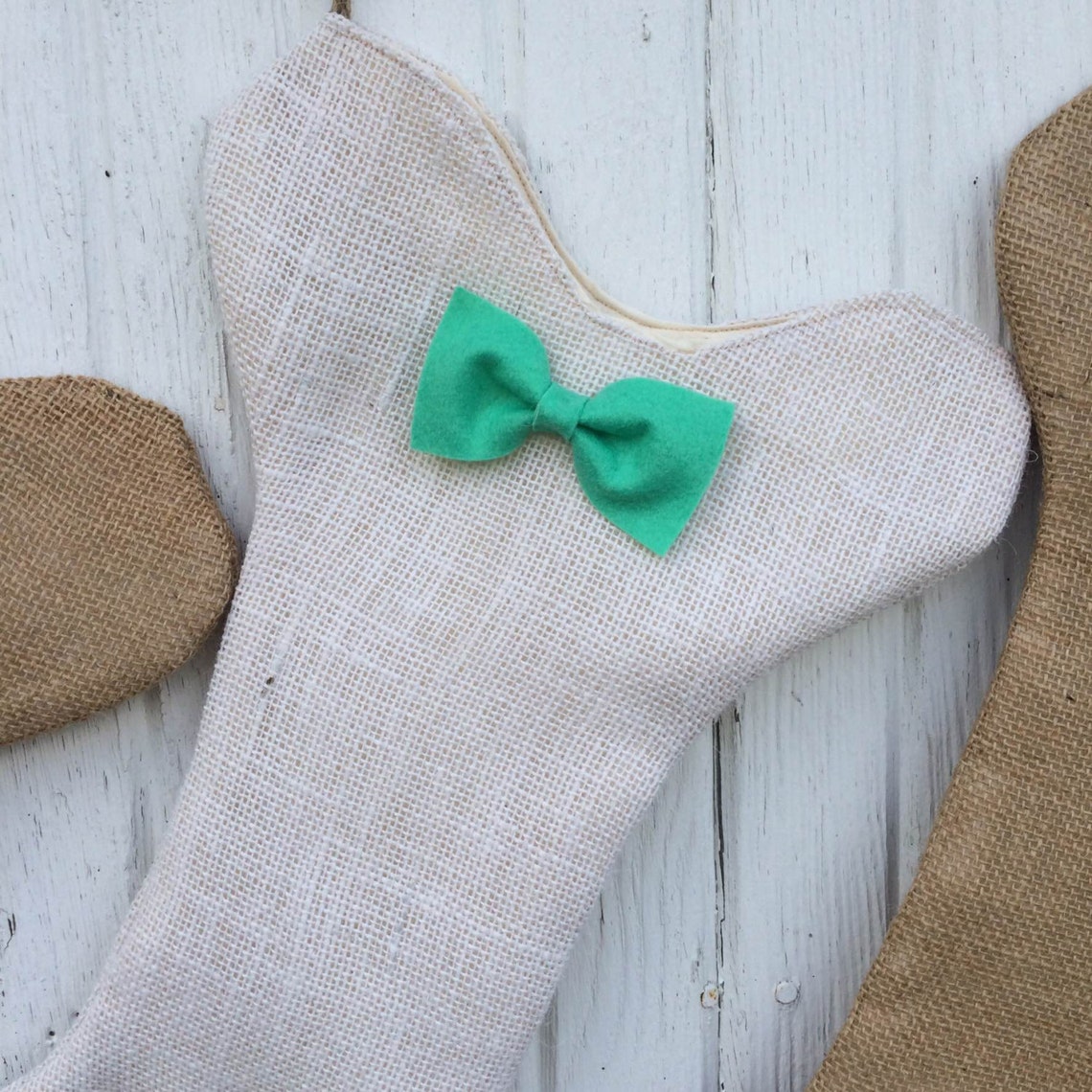 Burlap Dog Bone Christmas Stocking With Bow/bow Tie- Puppy/dog Stocking ...
