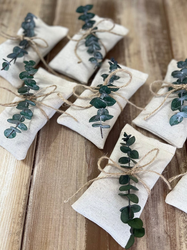 Natural Cotton Lavender Sachets With Preserved Eucalyptus & - Etsy