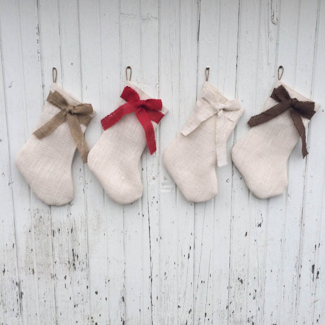 Burlap & Bow Christmas Stocking-shabby Chic-natural/folk/country/rustic ...