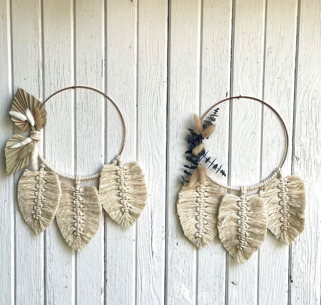 Bridesmaid Macrame Hoop With Dried Bunny Grass- Eucalyptus or Natural ...