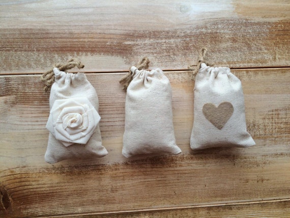 Set of 12-Natural Cotton Favor Bags-Cinch With Jute Twine-3 | Etsy