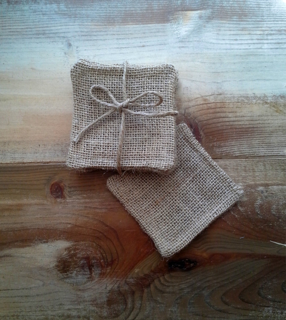 Set of 4-burlap Coasters 3 Colors | Etsy