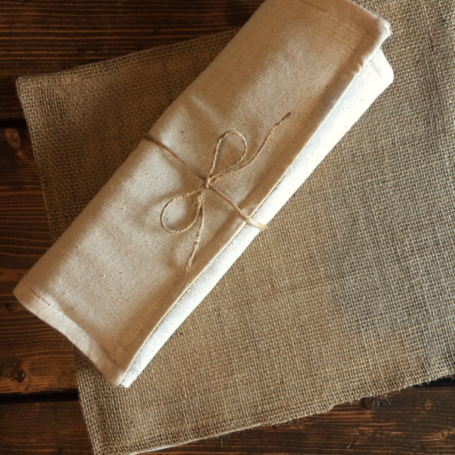 Set of 4-burlap Placemats With Natural Cotton Fabric Lining- Double ...
