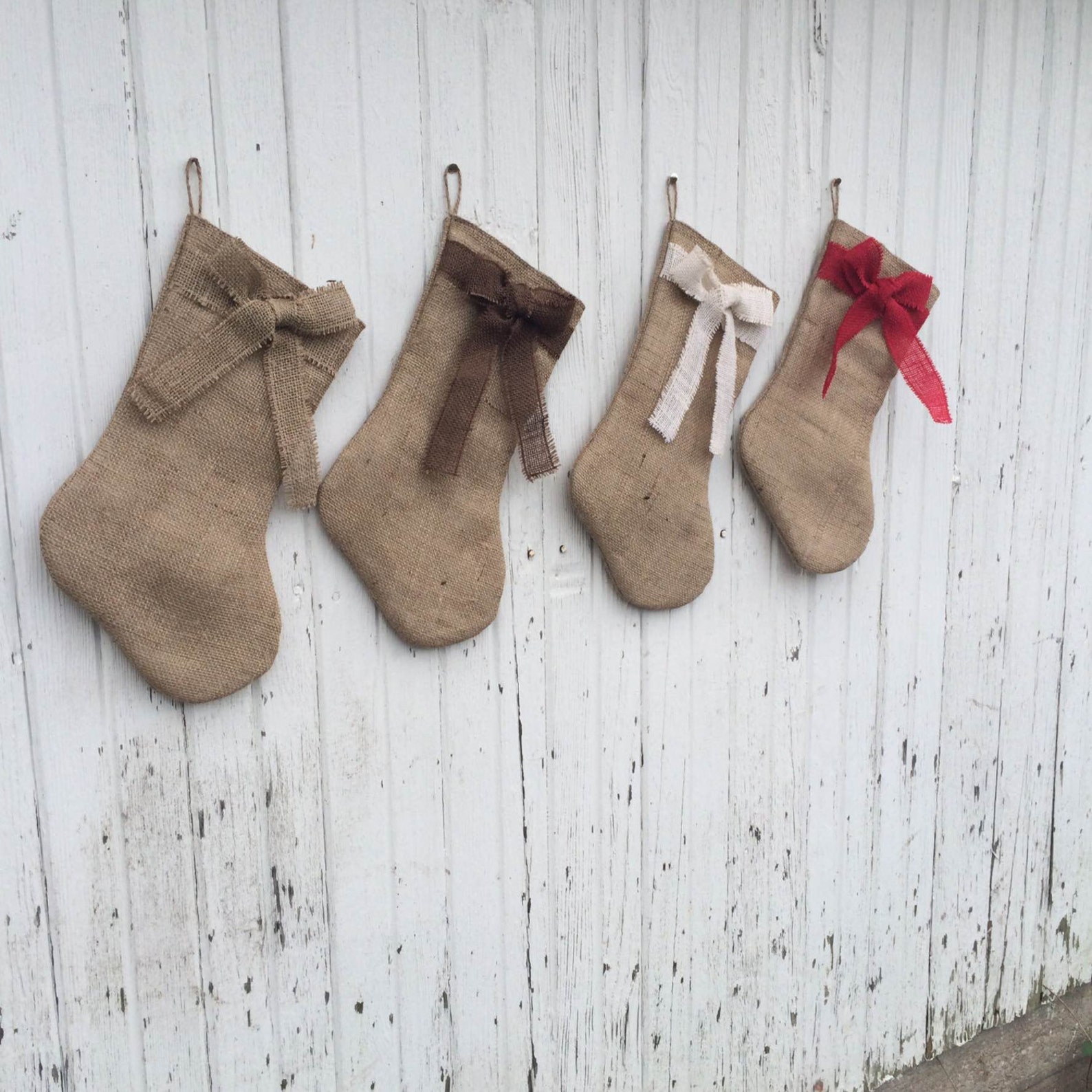Burlap & Bow Christmas Stocking-shabby Chic-natural/folk/country/rustic ...