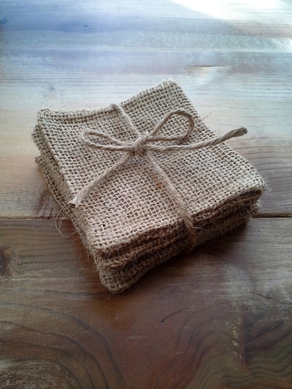 Set of 4-burlap Coasters 3 Colors | Etsy