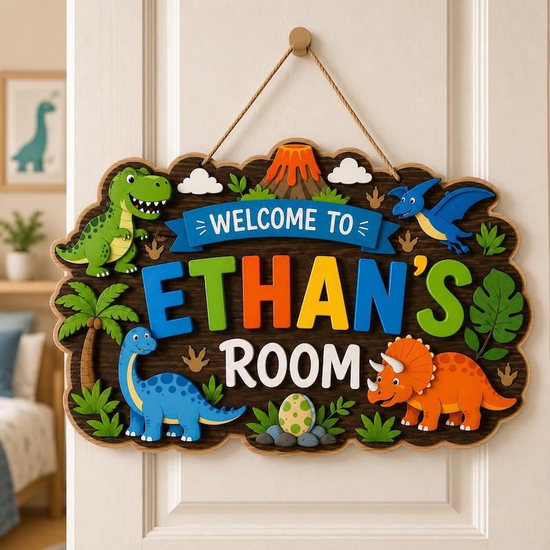 Custom Room Sign Dinosaur - Etsy