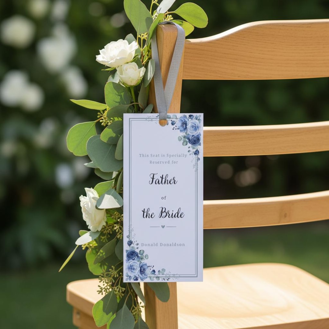 Reserved Seat Sign, Mother of the Bride Groom Chair Tag Signs, Canva ...