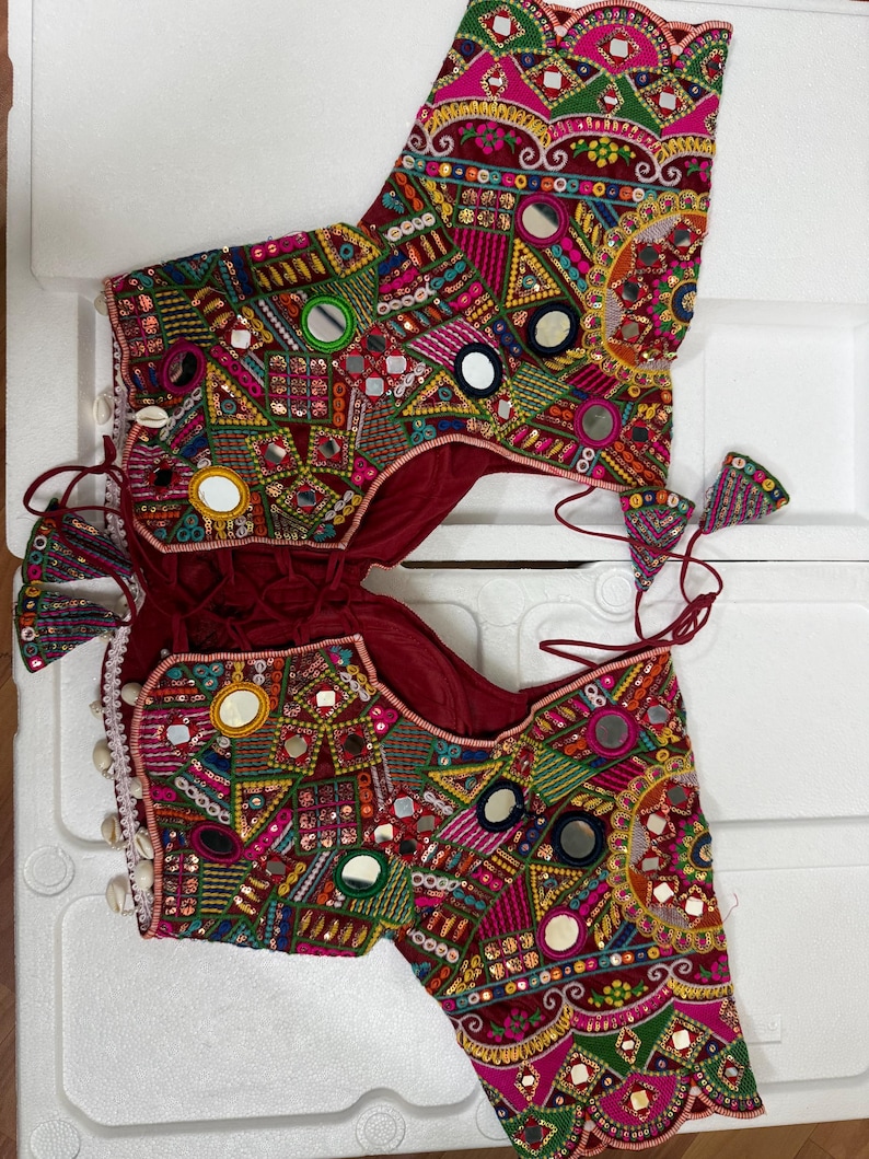 Handmade Kutchi Mirror Work Blouse, Multicolor Gujarati Choli, Boho ...