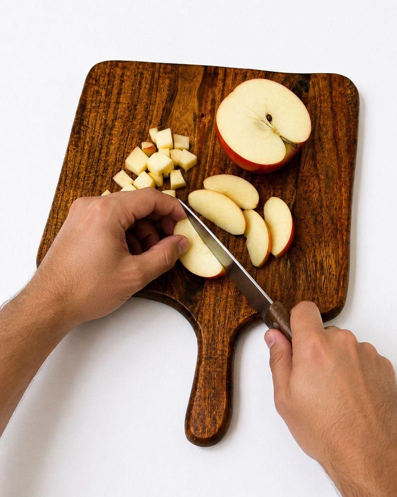 Buy Handmade Natural Wood Cutting Board With Handle | Rustic Kitchen ...