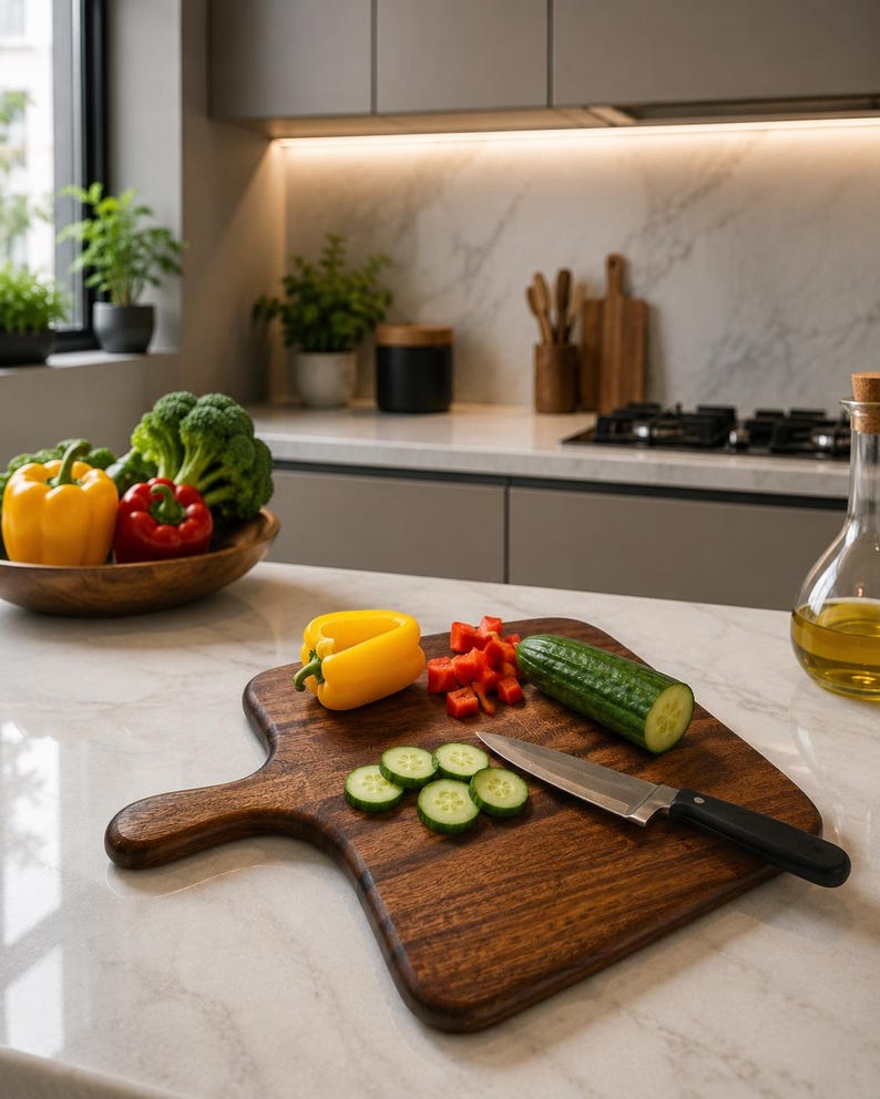 Buy Handmade Natural Wood Cutting Board With Handle | Rustic Kitchen ...