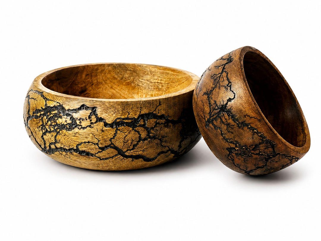 Buy Handmade Wooden Bowl Set of 2, Rustic Salad Bowl Set, Natural Wood ...
