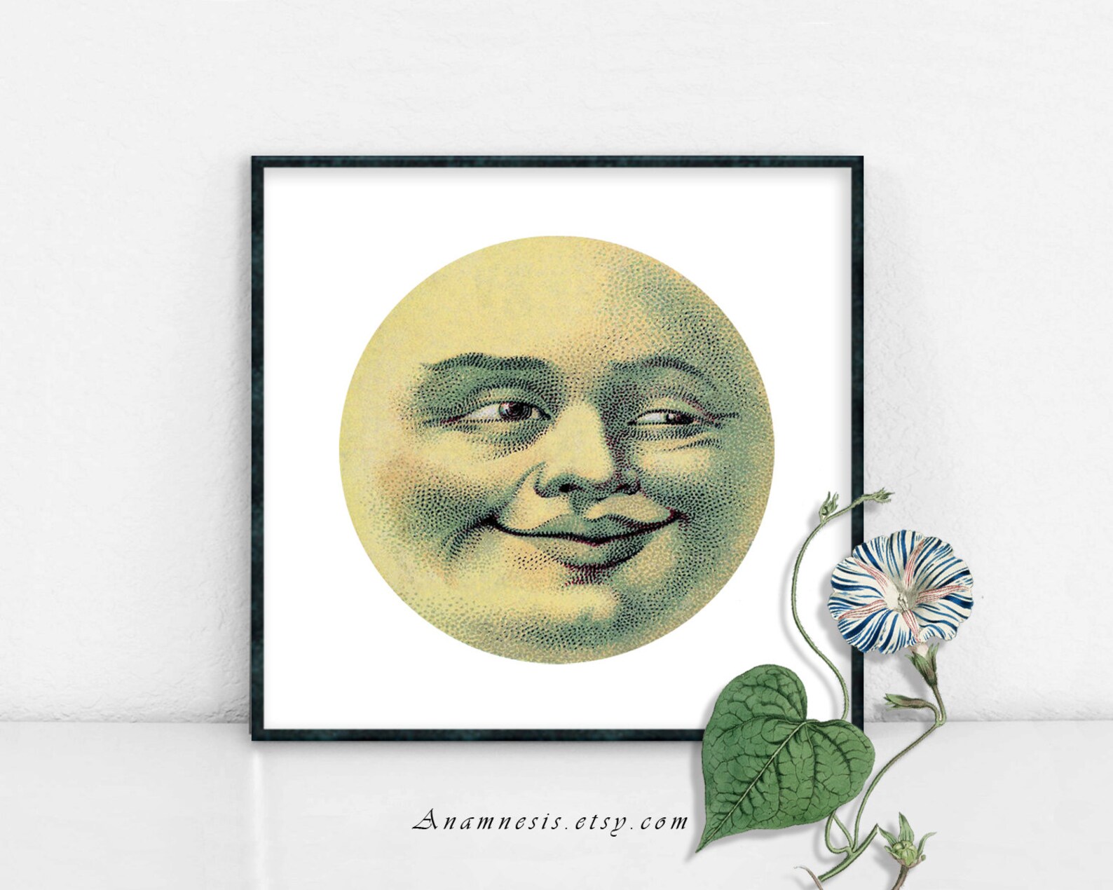 MOON FACE Digital Image Download Printable Vintage Moon Illustration ...