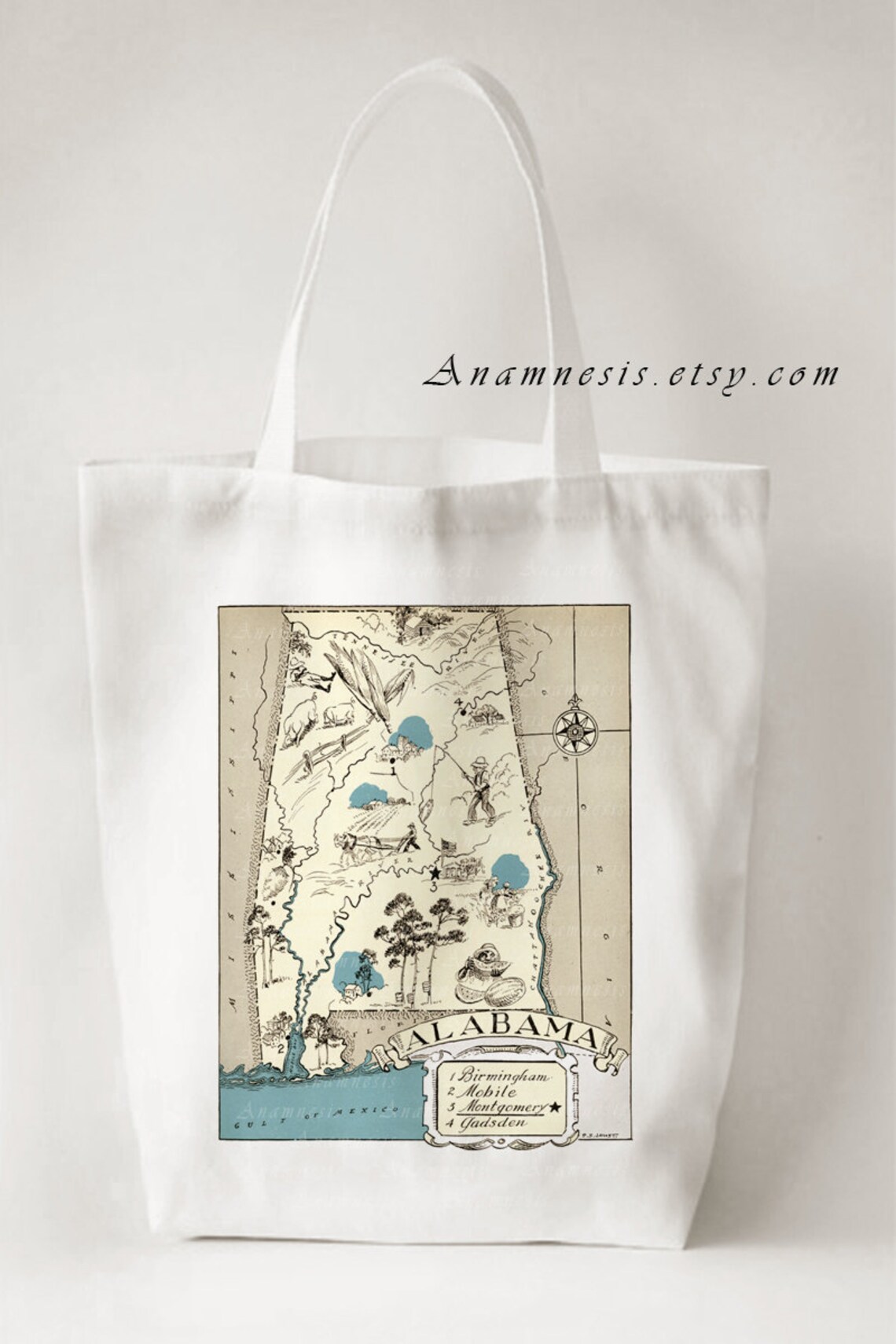 ALABAMA MAP Instant Digital Download Printable Vintage Picture Map for ...