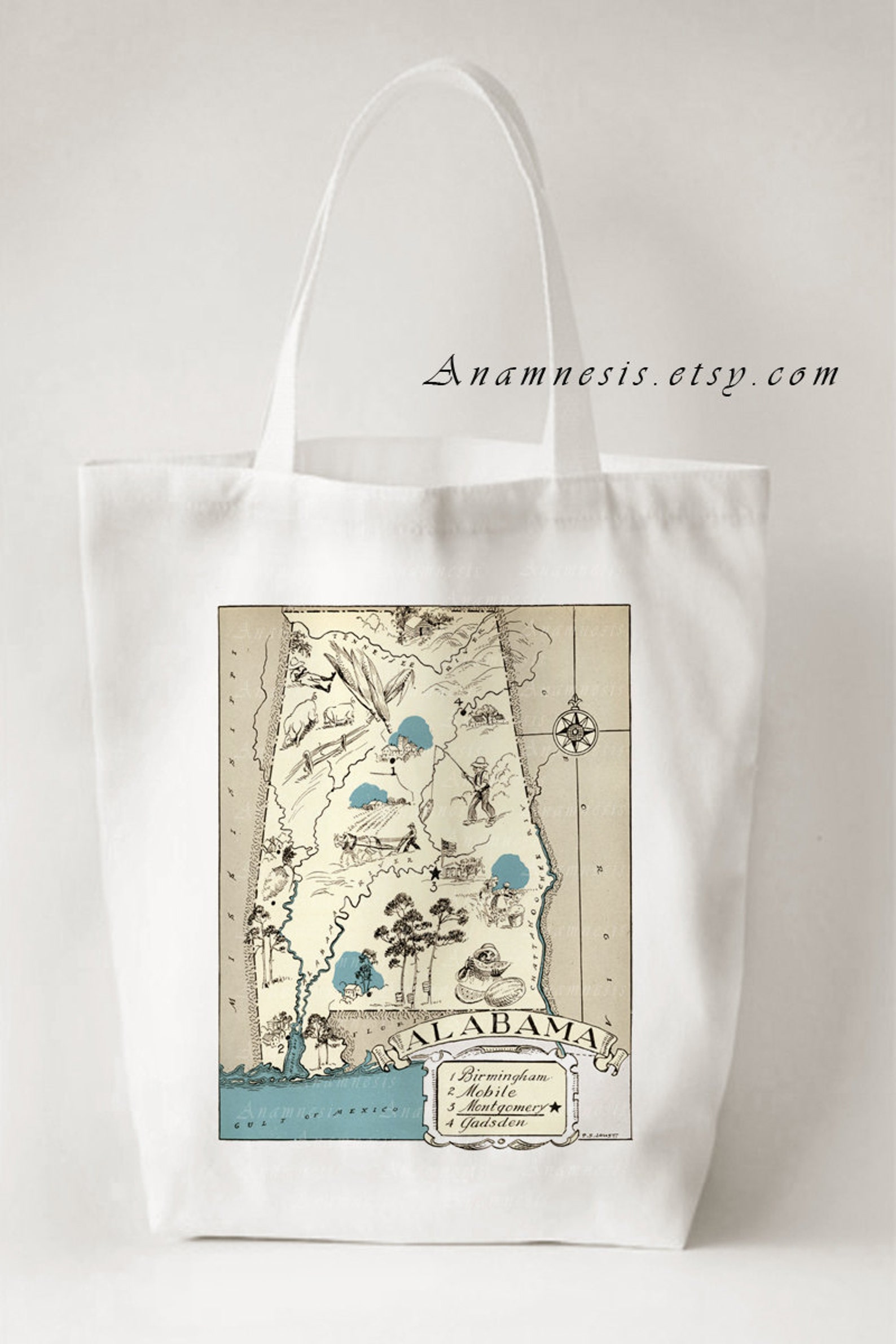 ALABAMA MAP Instant Digital Download Printable Vintage Picture Map for ...